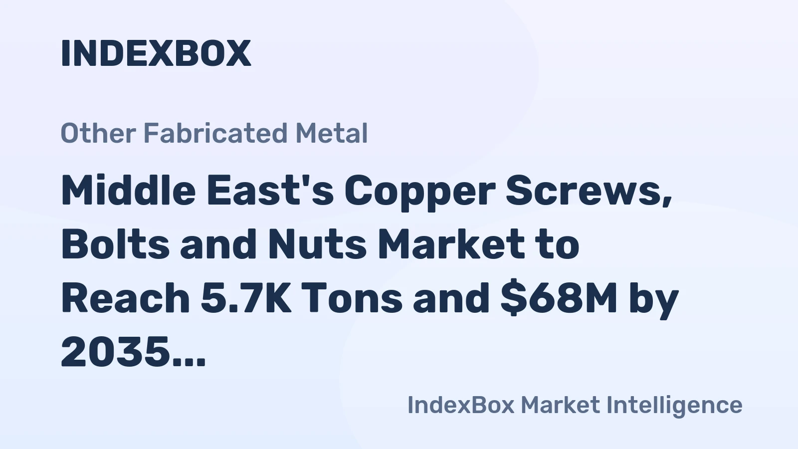 Middle East's Copper Screws, Bolts and Nuts Market to Reach 5.7K Tons and $68M by 2035