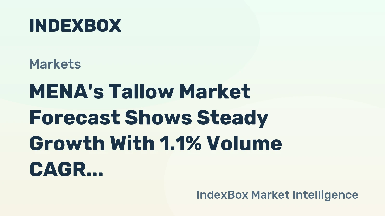 MENA's Tallow Market Forecast Shows Steady Growth With 1.1% Volume CAGR