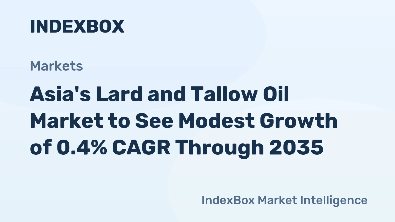 Asia's Lard and Tallow Oil Market to See Modest Growth of 0.4% CAGR Through 2035