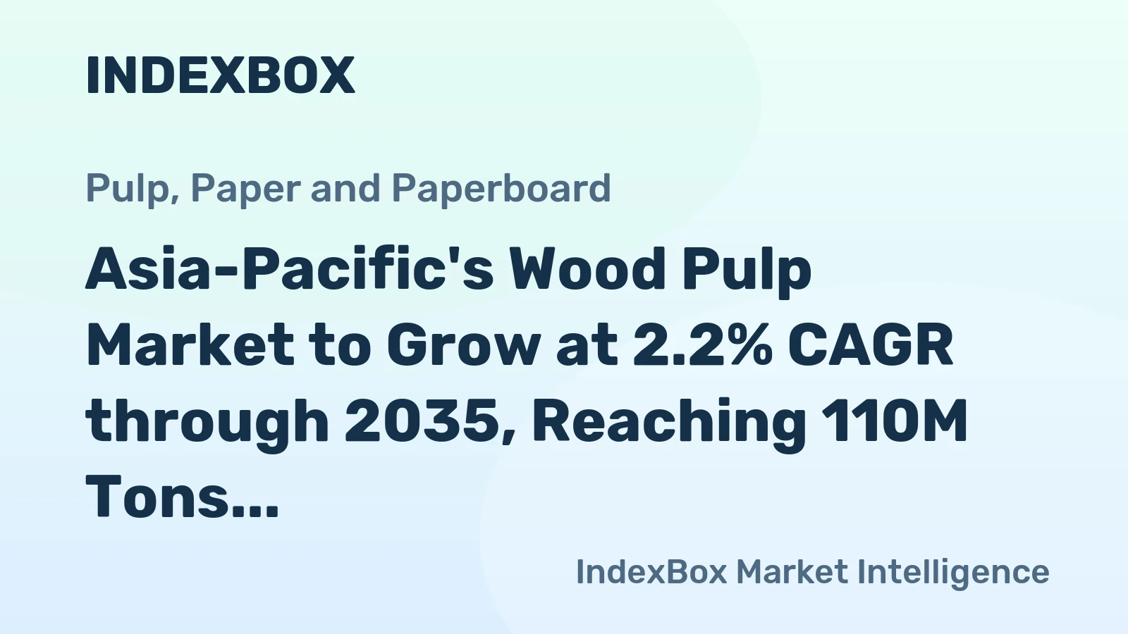 Asia-Pacific's Wood Pulp Market to Grow at 2.2% CAGR through 2035, Reaching 110M Tons