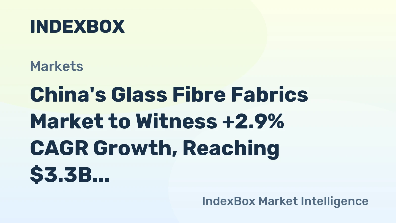 China's Glass Fibre Fabrics Market to Witness +2.9% CAGR Growth, Reaching $3.3B by 2035