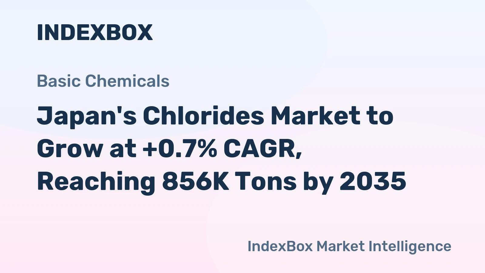 Japan's Chlorides Market to Grow at +0.7% CAGR, Reaching 856K Tons by 2035