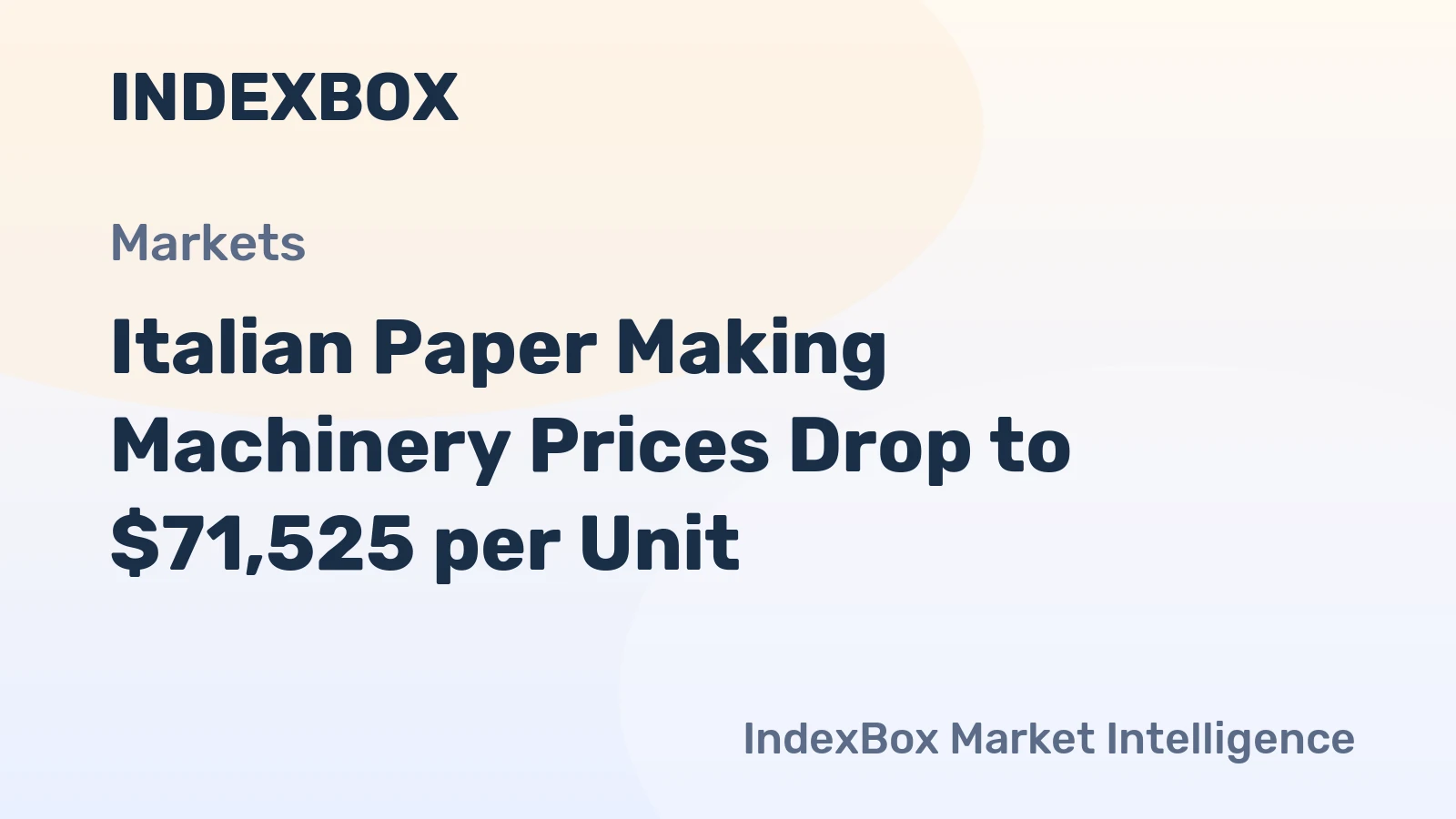 Italian Paper Making Machinery Prices Drop to $71,525 per Unit