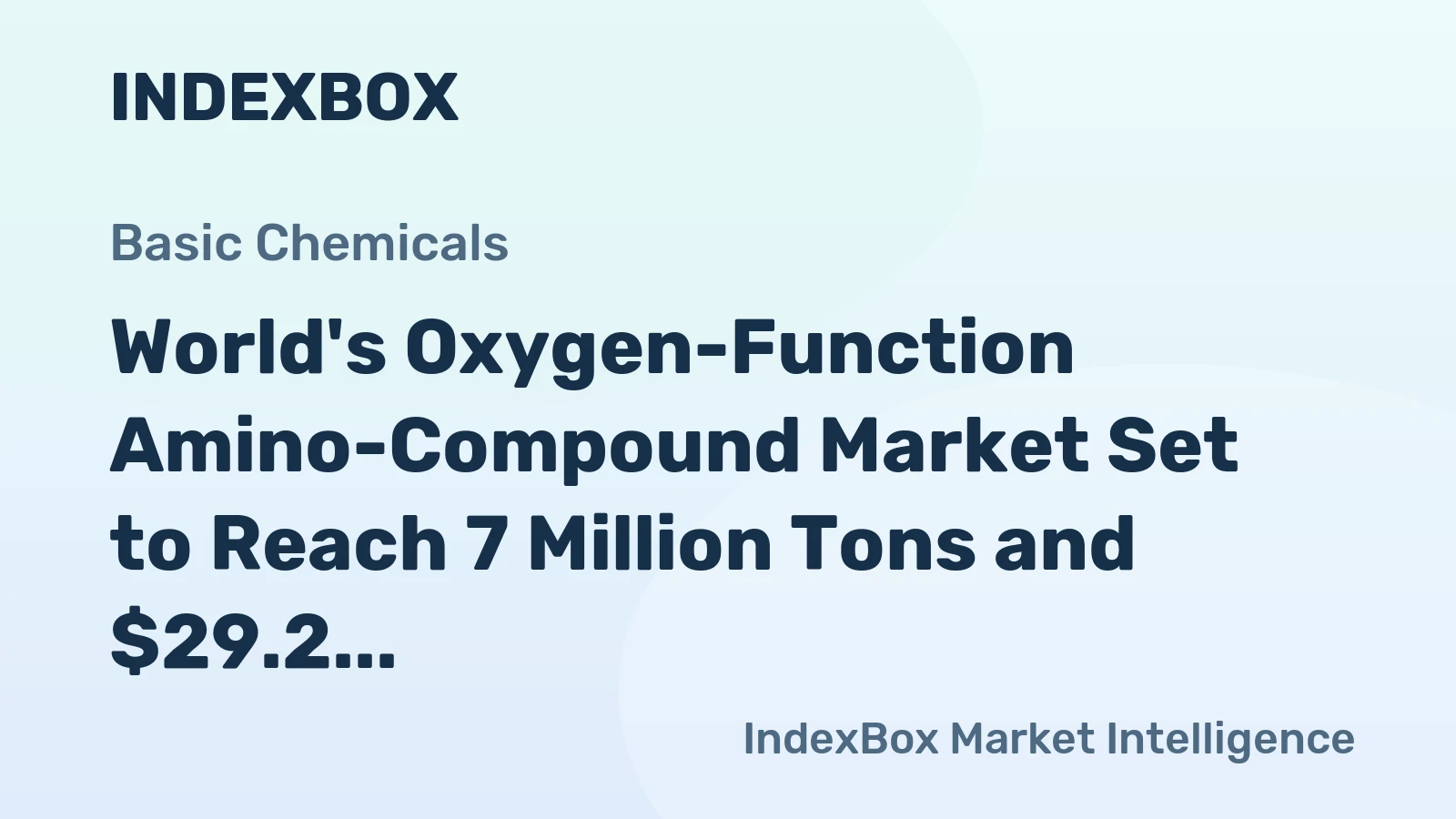 World's Oxygen-Function Amino-Compound Market Set to Reach 7 Million Tons and $29.2 Billion by 2035