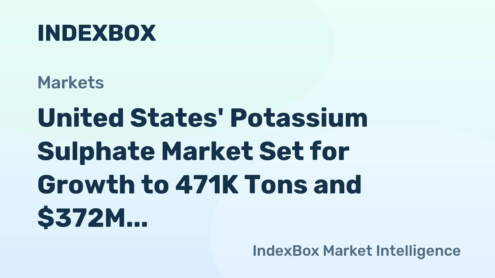 United States' Potassium Sulphate Market Set for Growth to 471K Tons and $372M Value