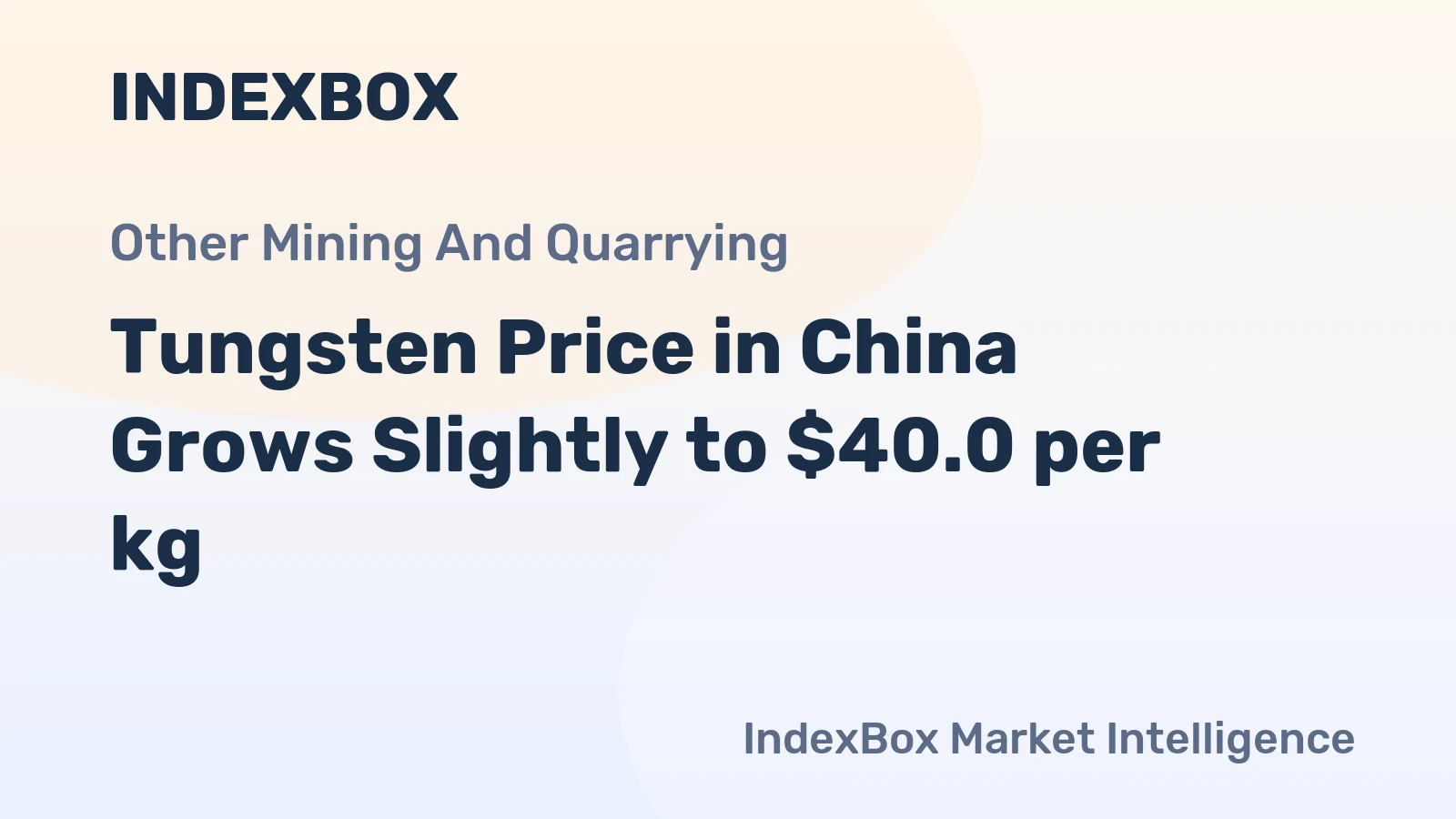 Tungsten Price in China Grows Slightly to $40.0 per kg