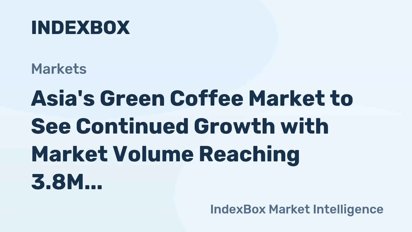 Asia's Green Coffee Market to See Continued Growth with Market Volume Reaching 3.8M tons and Market Value Reaching $14.5B by 2035