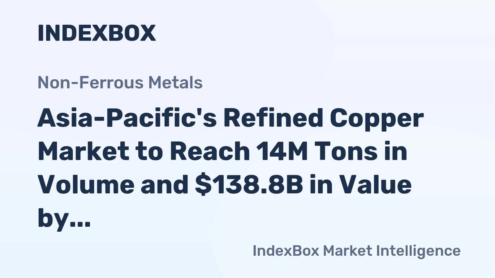Asia-Pacific's Refined Copper Market to Reach 14M Tons in Volume and $138.8B in Value by 2035