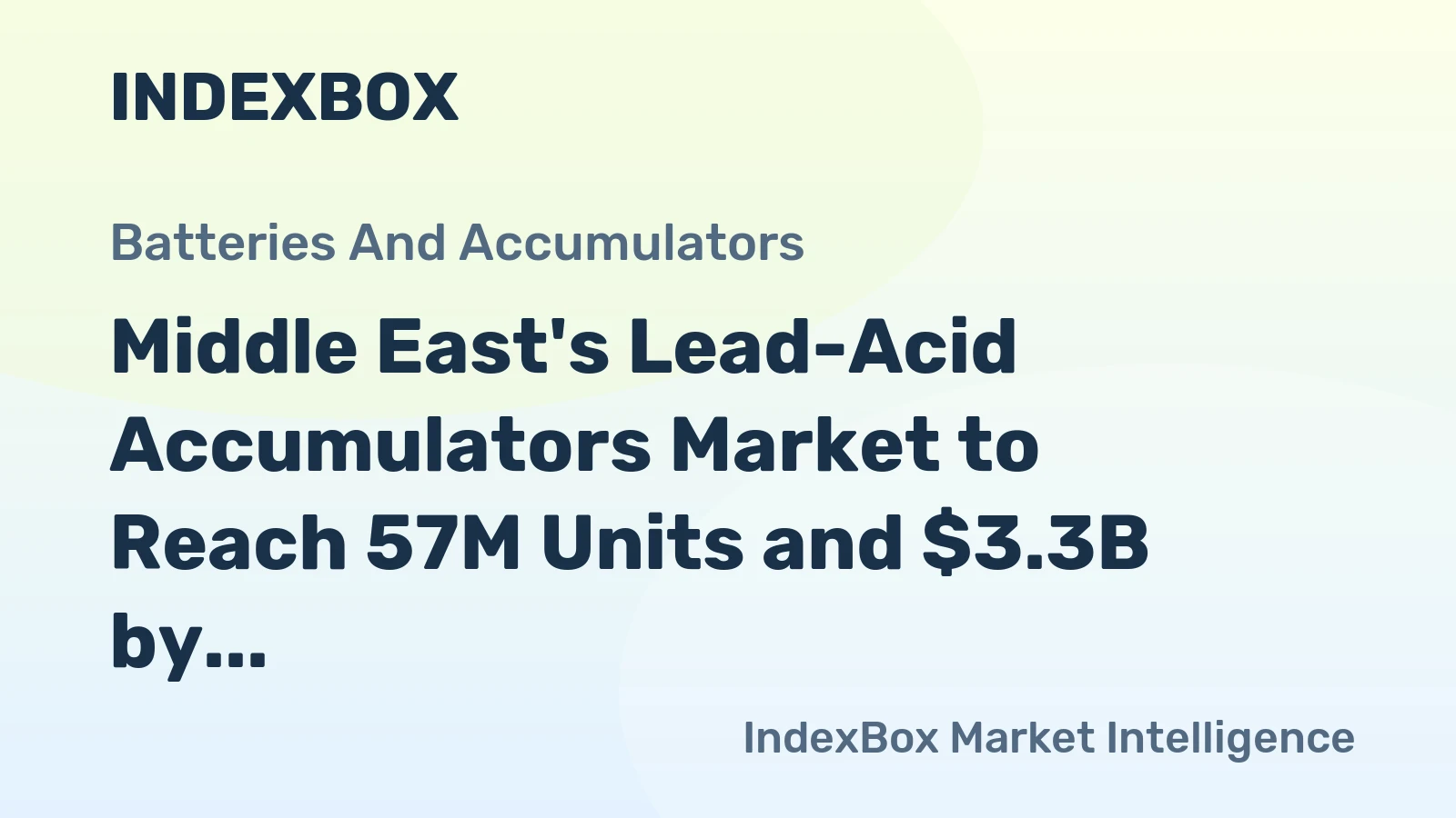 Middle East's Lead-Acid Accumulators Market to Reach 57M Units and $3.3B by 2035