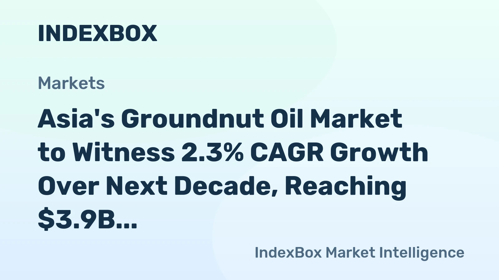 Asia's Groundnut Oil Market to Witness 2.3% CAGR Growth Over Next Decade, Reaching $3.9B by 2035