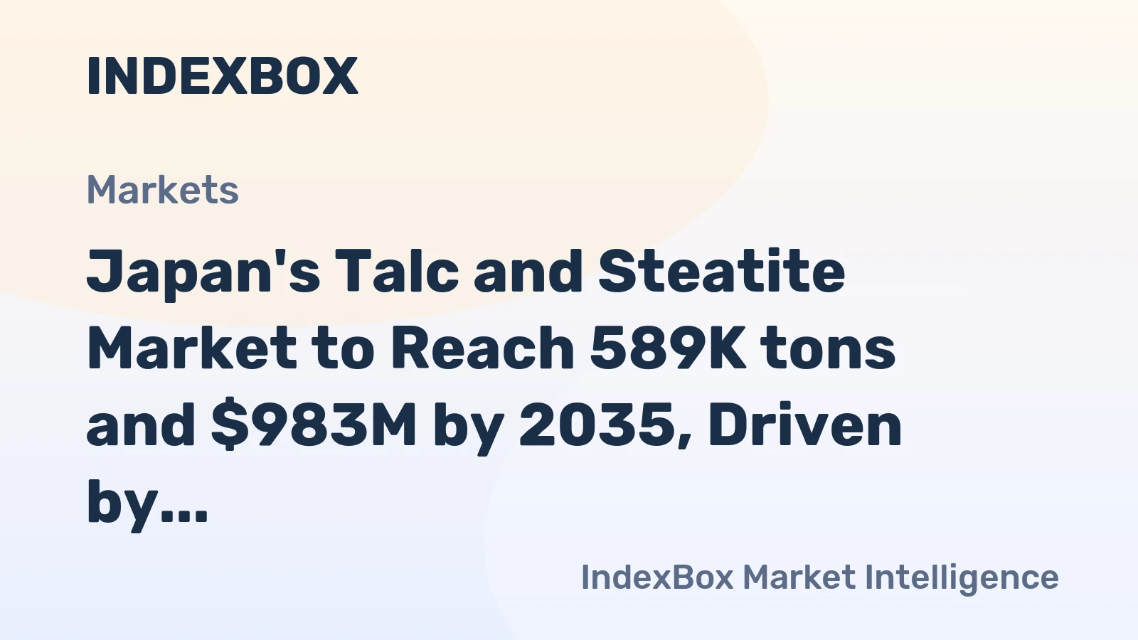 Japan's Talc and Steatite Market to Reach 589K tons and $983M by 2035, Driven by Increasing Demand