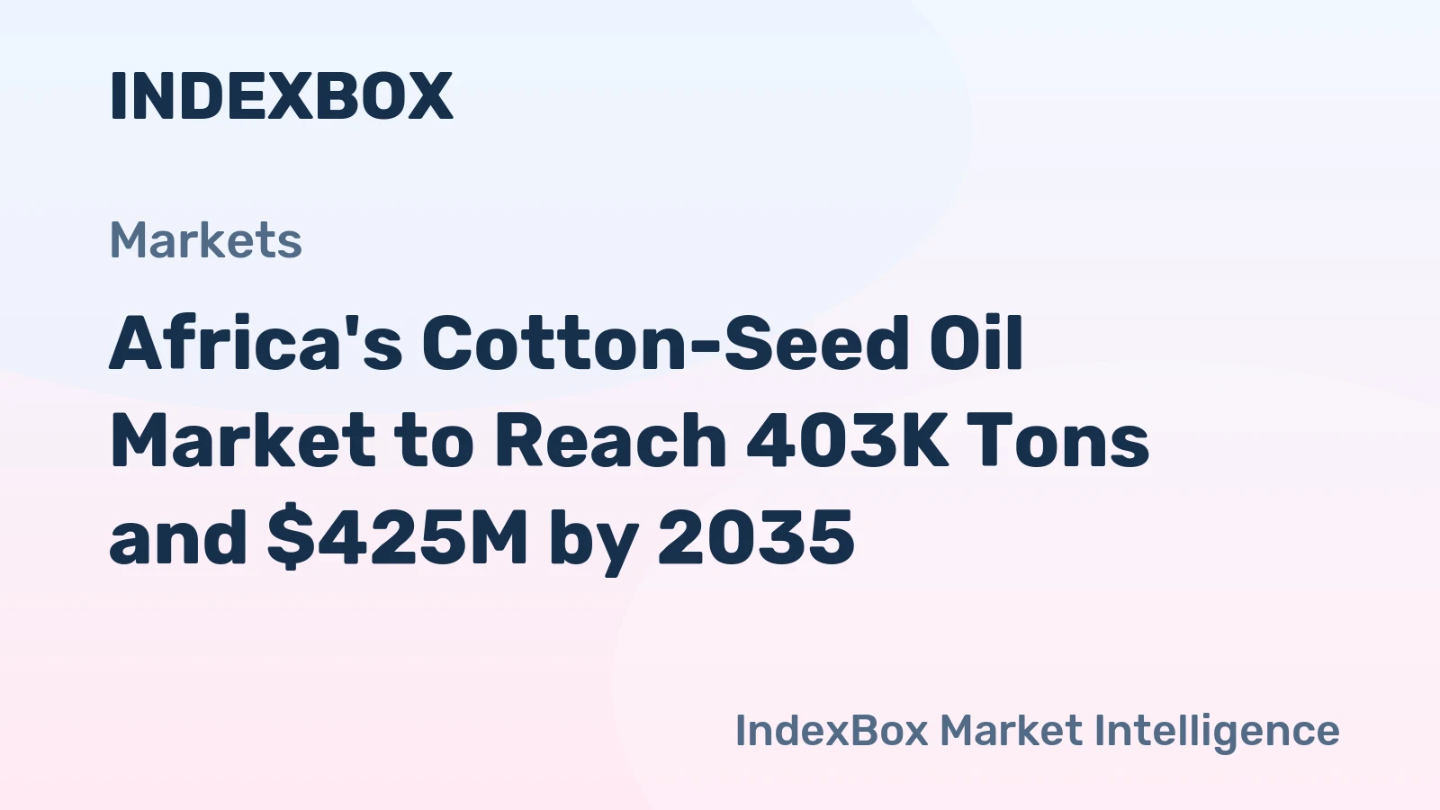 Africa's Cotton-Seed Oil Market to Reach 403K Tons and $425M by 2035