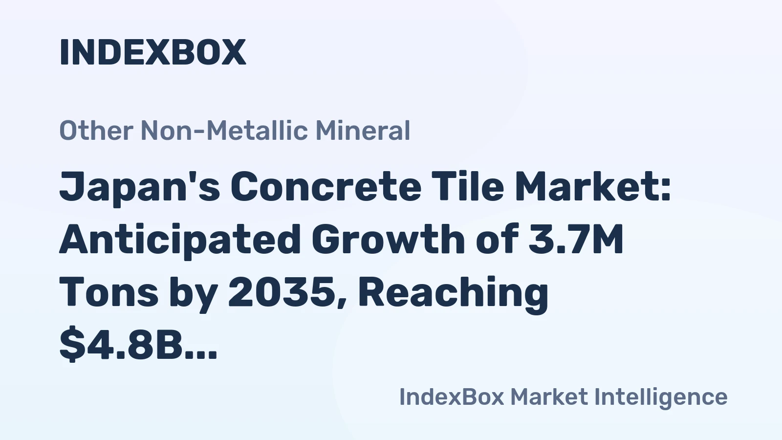 Japan's Concrete Tile Market: Anticipated Growth of 3.7M Tons by 2035, Reaching $4.8B in Value