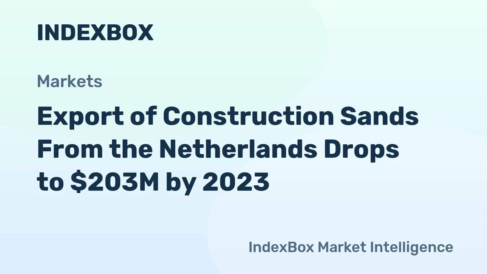 Export of Construction Sands From the Netherlands Drops to $203M by 2023