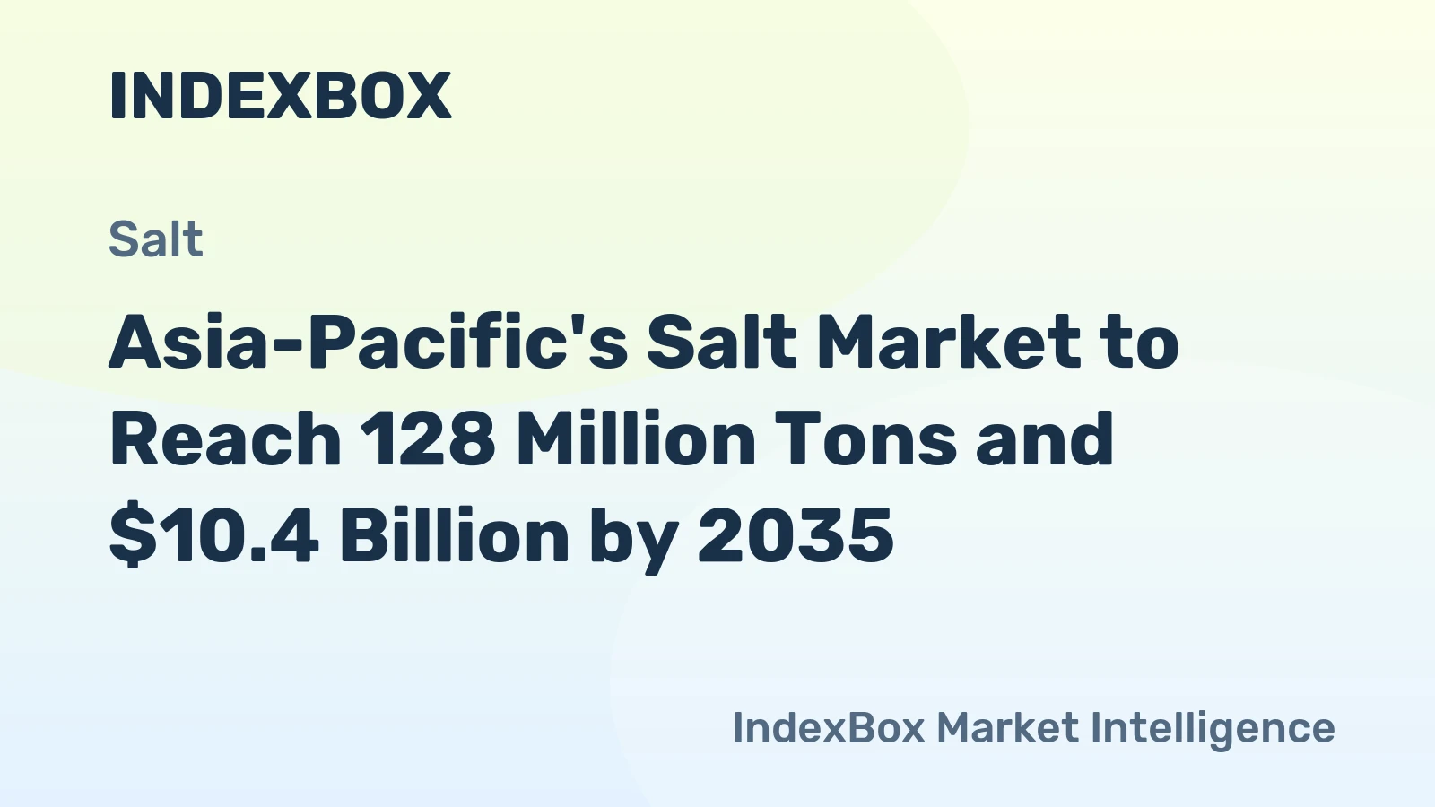 Asia-Pacific's Salt Market to Reach 128 Million Tons and $10.4 Billion by 2035