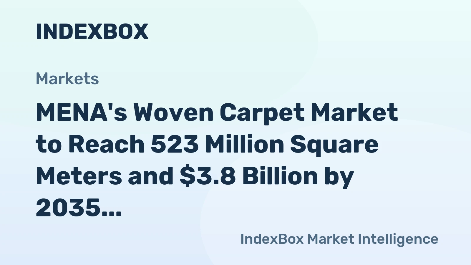 MENA's Woven Carpet Market to Reach 523 Million Square Meters and $3.8 Billion by 2035