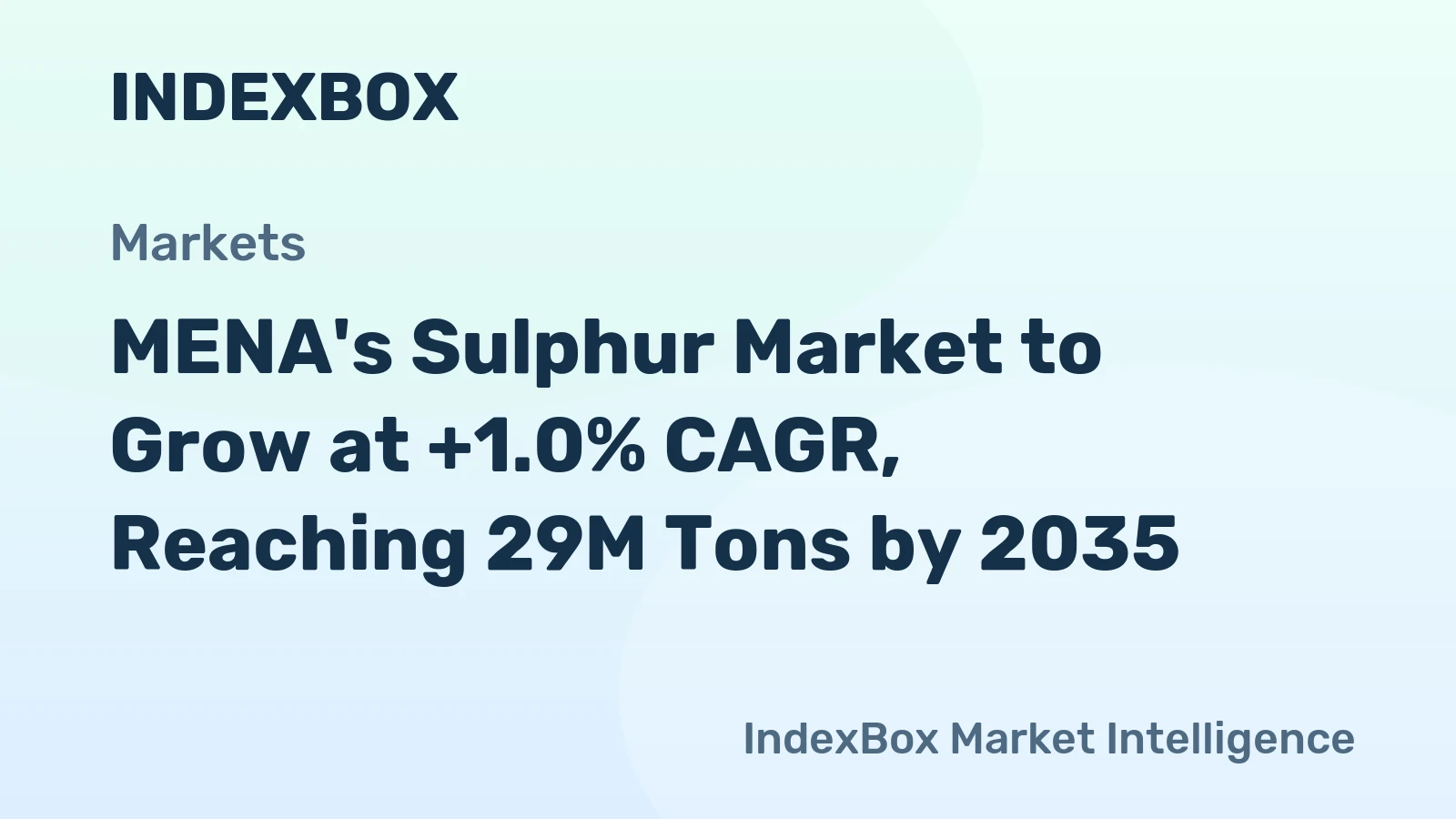 MENA's Sulphur Market to Grow at +1.0% CAGR, Reaching 29M Tons by 2035
