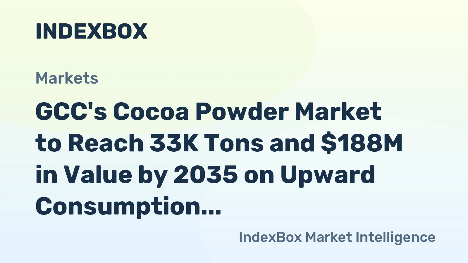 GCC's Cocoa Powder Market to Reach 33K Tons and $188M in Value by 2035 on Upward Consumption Trend