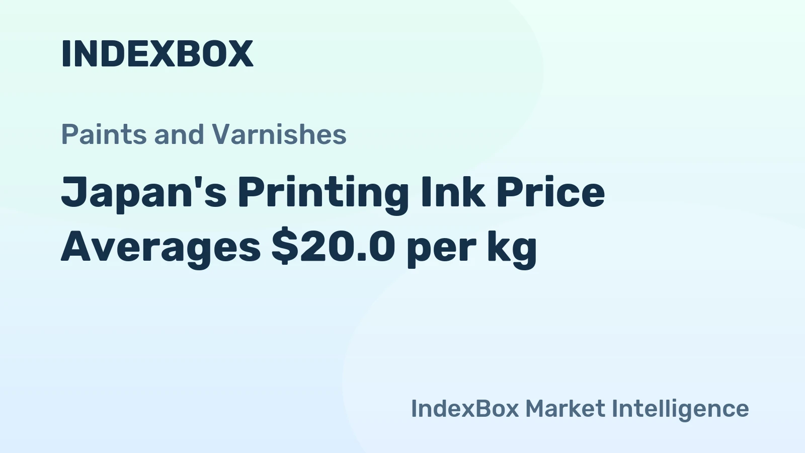 Japan's Printing Ink Price Averages $20.0 per kg