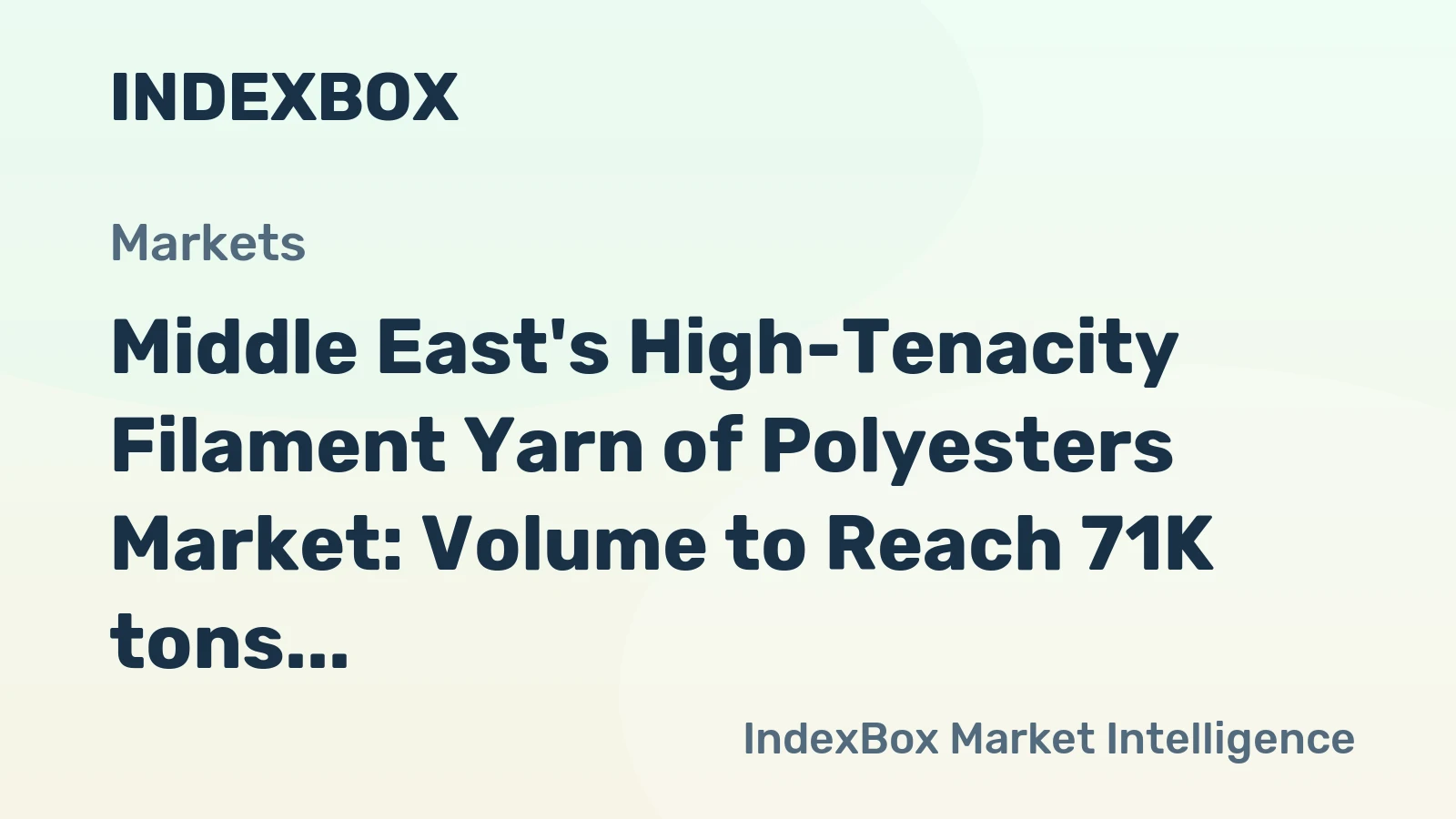 Middle East's High-Tenacity Filament Yarn of Polyesters Market: Volume to Reach 71K tons and Value $186M by 2035