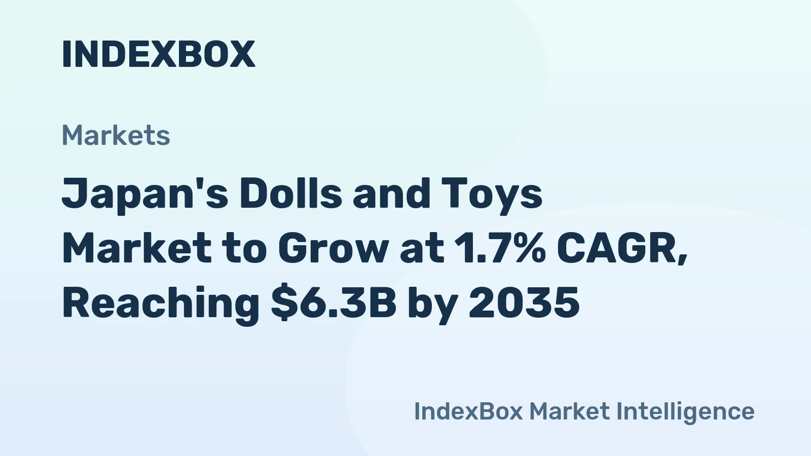 Japan's Dolls and Toys Market to Grow at 1.7% CAGR, Reaching $6.3B by 2035