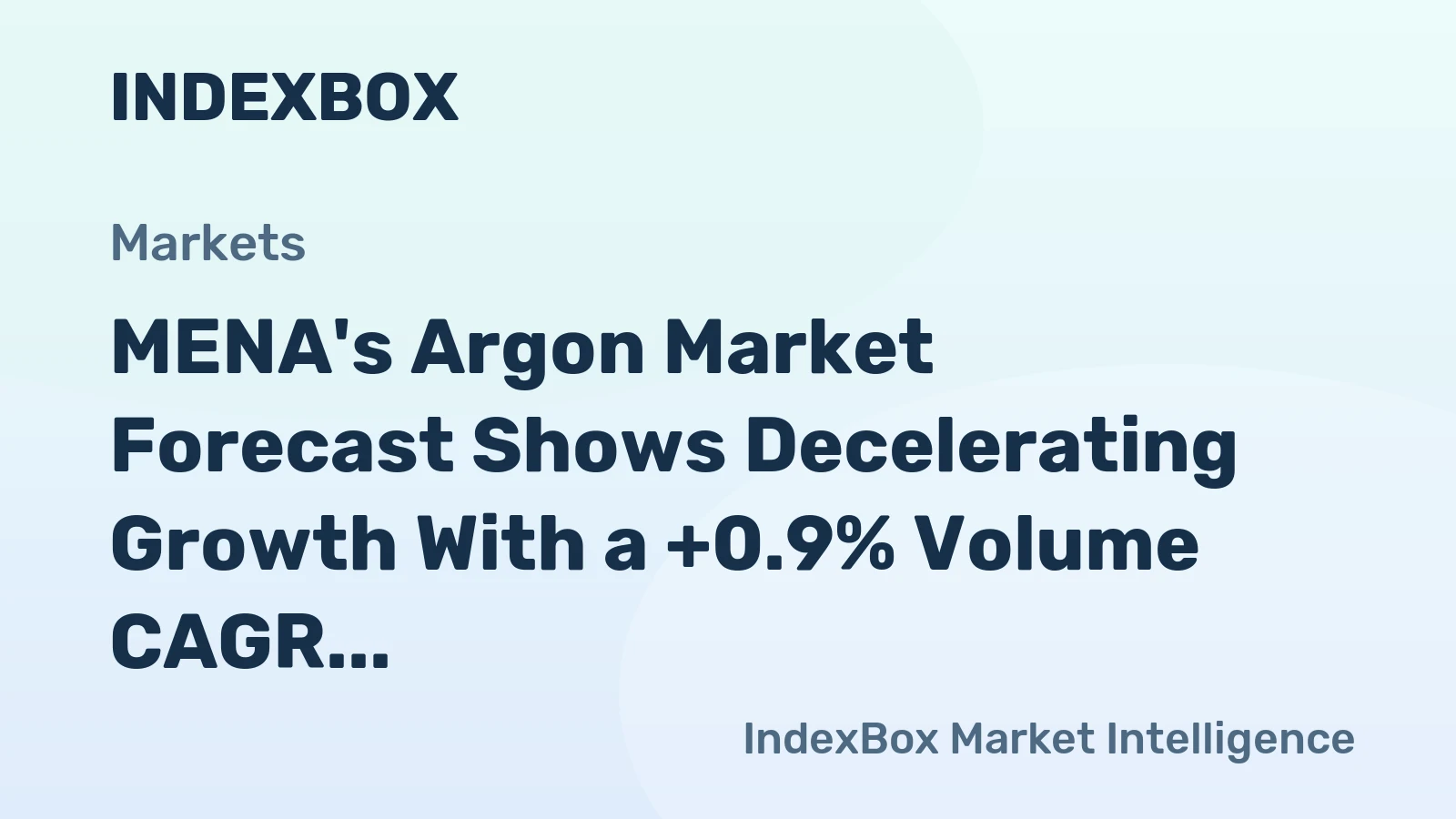 MENA's Argon Market Forecast Shows Decelerating Growth With a +0.9% Volume CAGR Through 2035