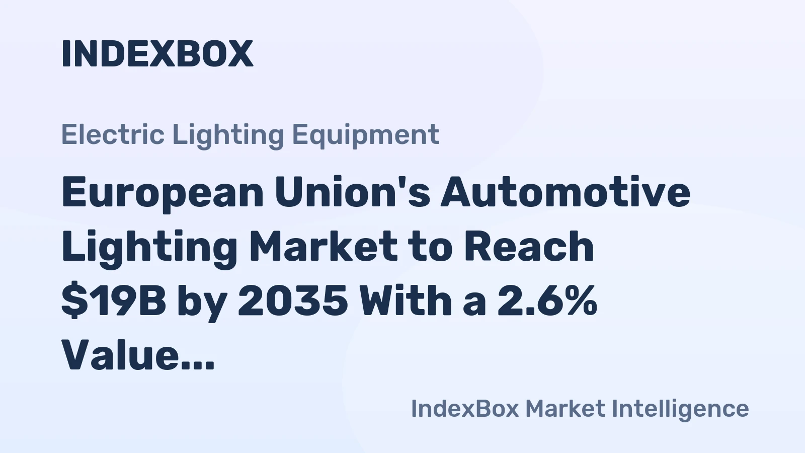 European Union's Automotive Lighting Market to Reach $19B by 2035 With a 2.6% Value CAGR