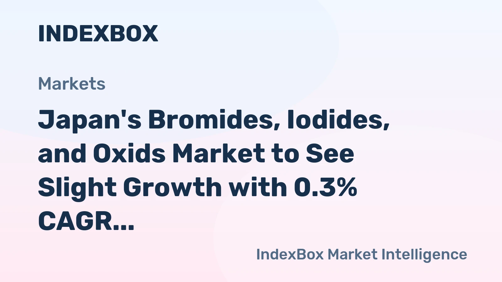 Japan's Bromides, Iodides, and Oxids Market to See Slight Growth with 0.3% CAGR, Reaching 22K Tons by 2035, Valued at $690M