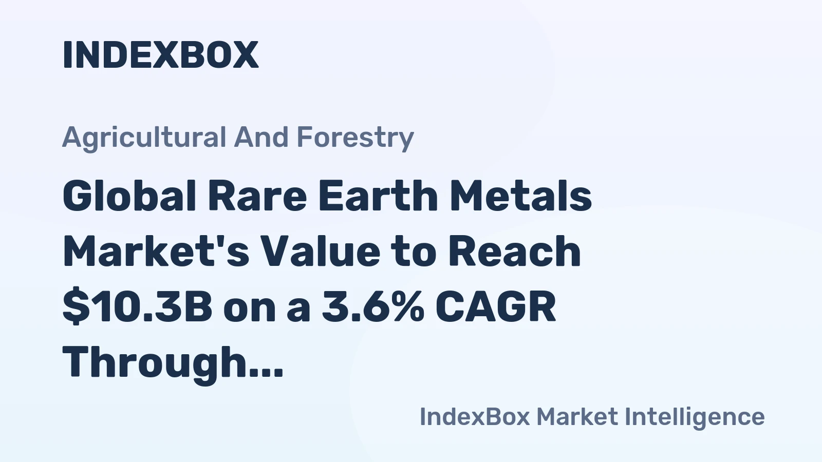 Global Rare Earth Metals Market's Value to Reach $10.3B on a 3.6% CAGR Through 2035