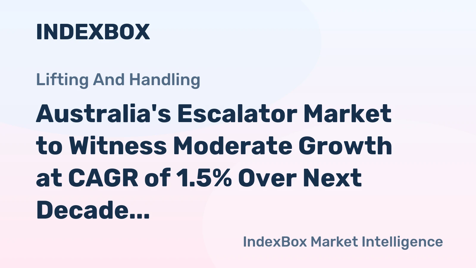 Australia's Escalator Market to Witness Moderate Growth at CAGR of 1.5% Over Next Decade