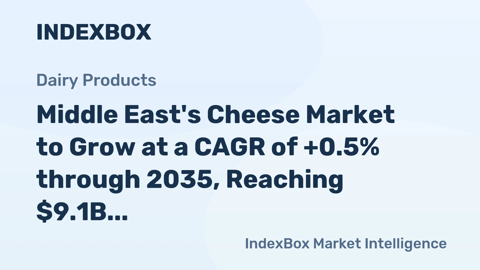 Middle East's Cheese Market to Grow at a CAGR of +0.5% through 2035, Reaching $9.1B in Value
