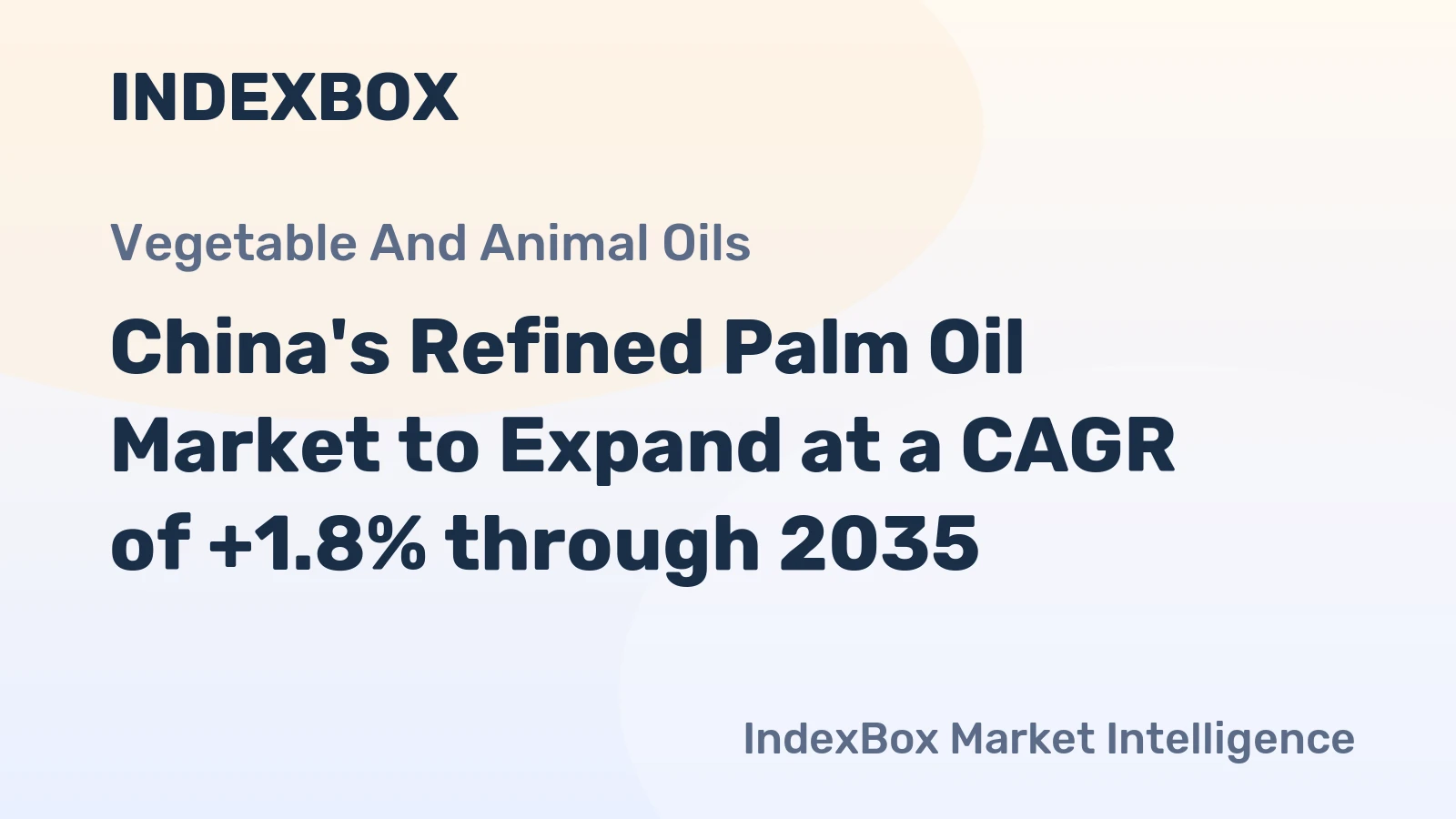 China's Refined Palm Oil Market to Expand at a CAGR of +1.8% through 2035