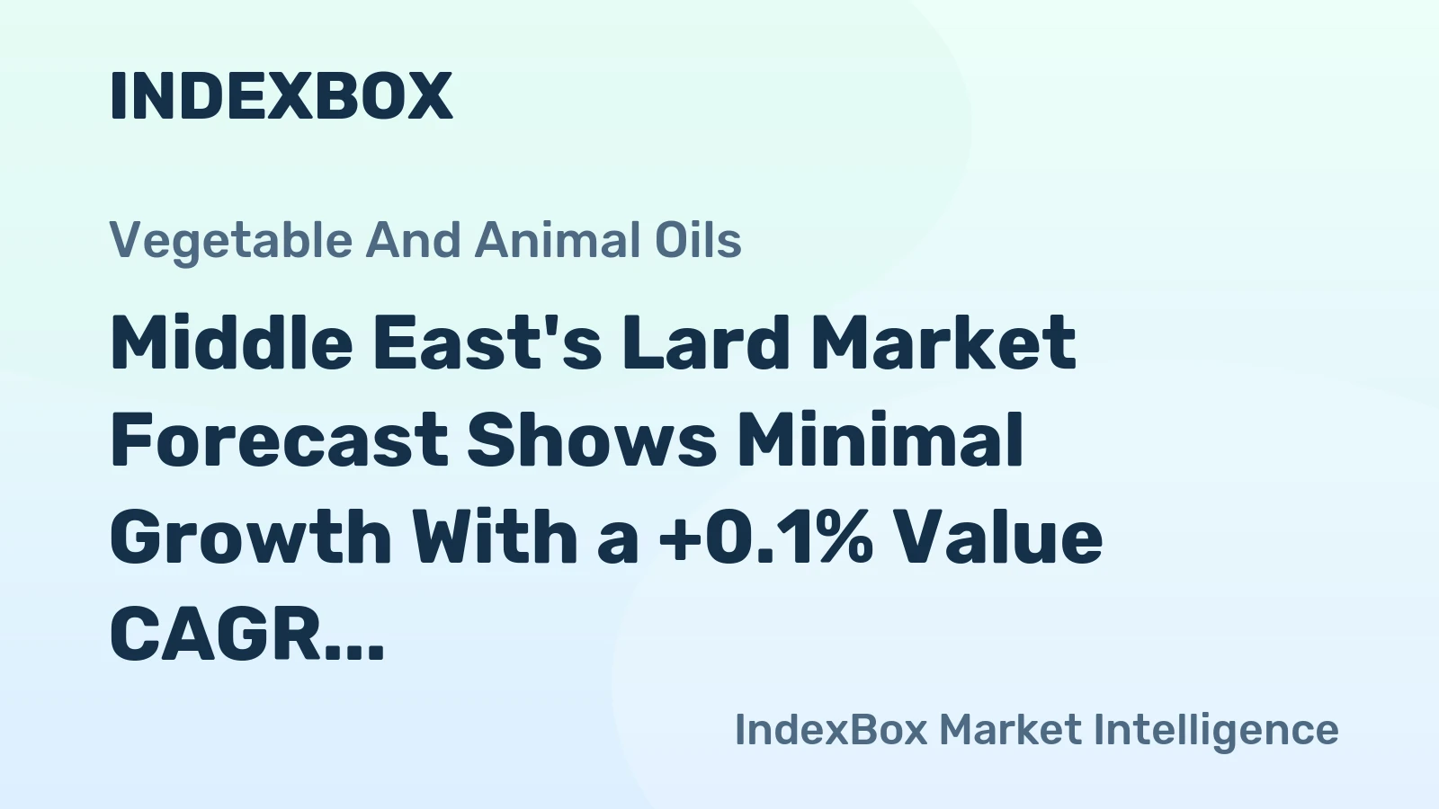 Middle East's Lard Market Forecast Shows Minimal Growth With a +0.1% Value CAGR