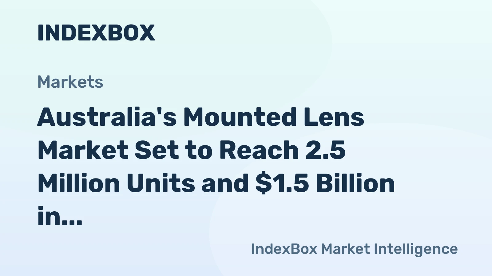 Australia's Mounted Lens Market Set to Reach 2.5 Million Units and $1.5 Billion in Value