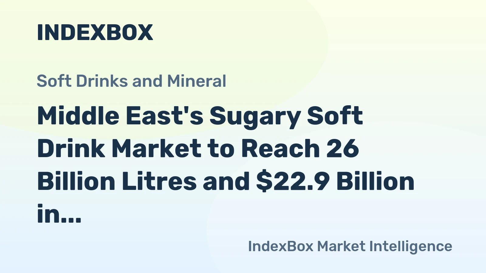 Middle East's Sugary Soft Drink Market to Reach 26 Billion Litres and $22.9 Billion in Value
