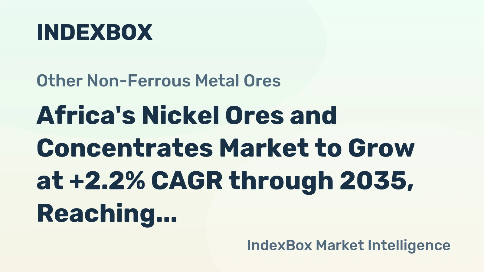 Africa's Nickel Ores and Concentrates Market to Grow at +2.2% CAGR through 2035, Reaching $1.4B in Value