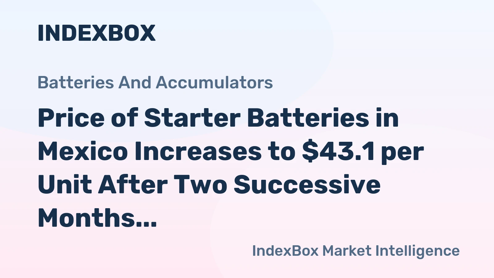 Price of Starter Batteries in Mexico Increases to $43.1 per Unit After Two Successive Months of Growth