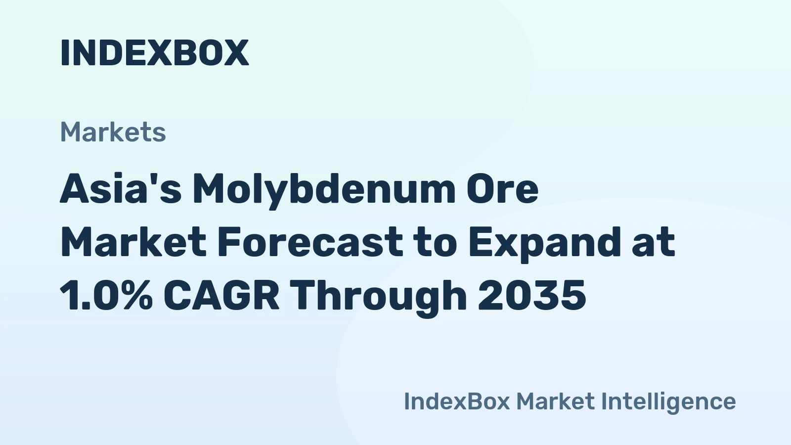 Asia's Molybdenum Ore Market Forecast to Expand at 1.0% CAGR Through 2035