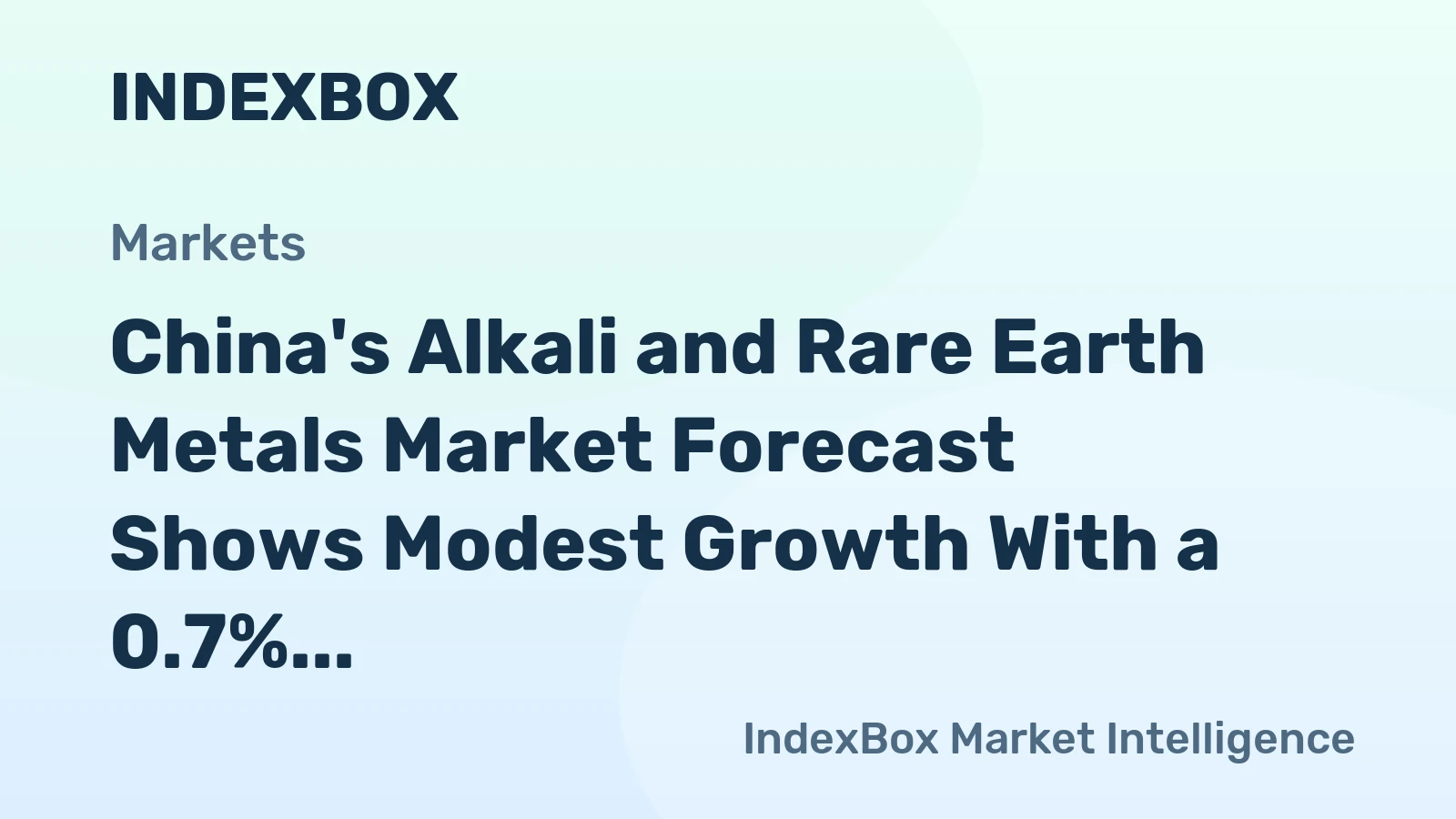 China's Alkali and Rare Earth Metals Market Forecast Shows Modest Growth With a 0.7% CAGR Through 2035