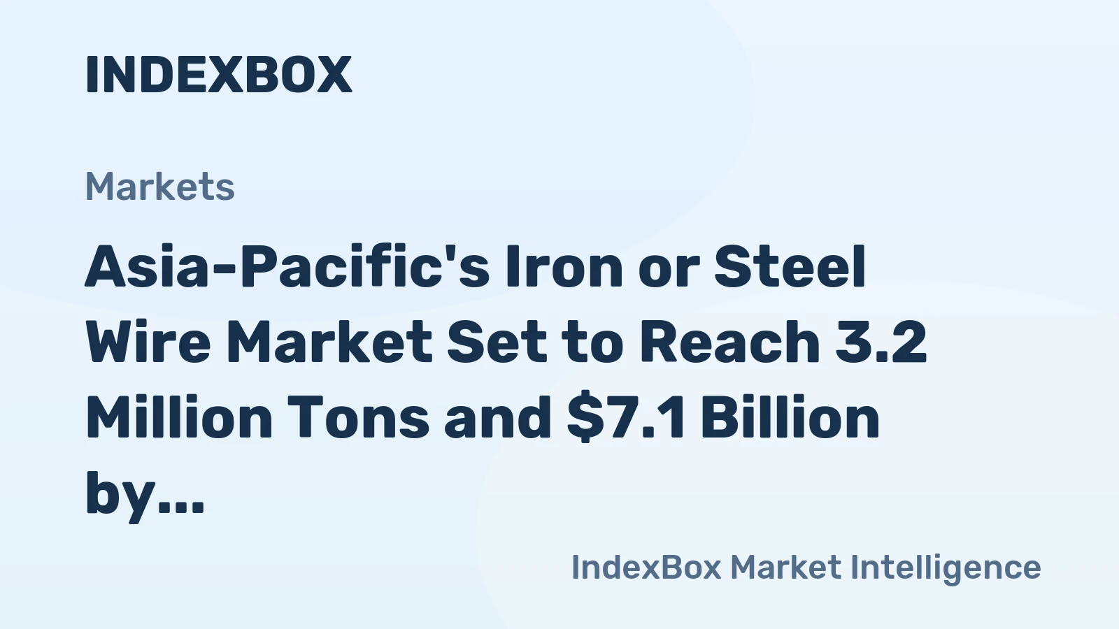 Asia-Pacific's Iron or Steel Wire Market Set to Reach 3.2 Million Tons and $7.1 Billion by 2035