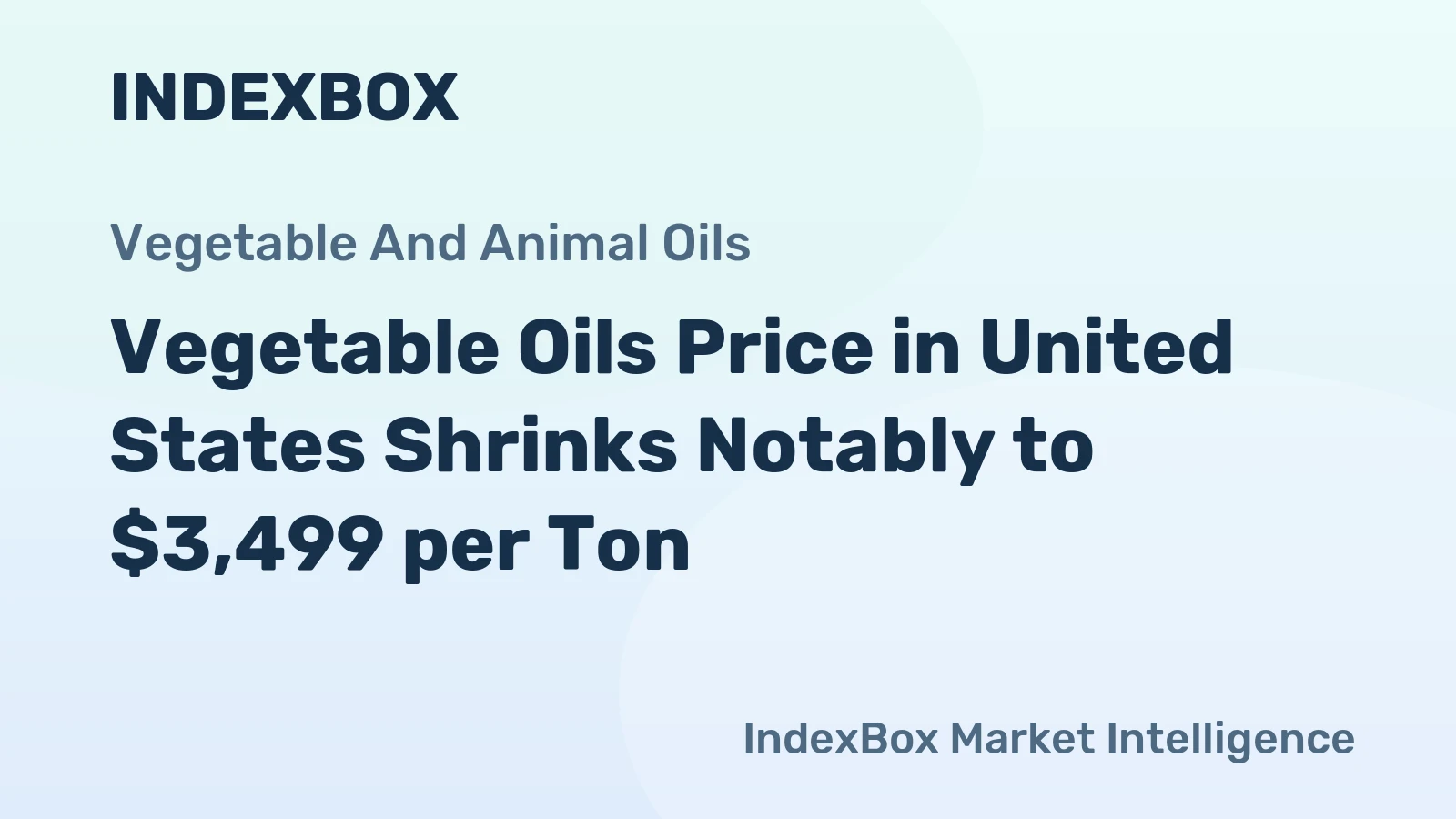 Vegetable Oils Price in United States Shrinks Notably to $3,499 per Ton