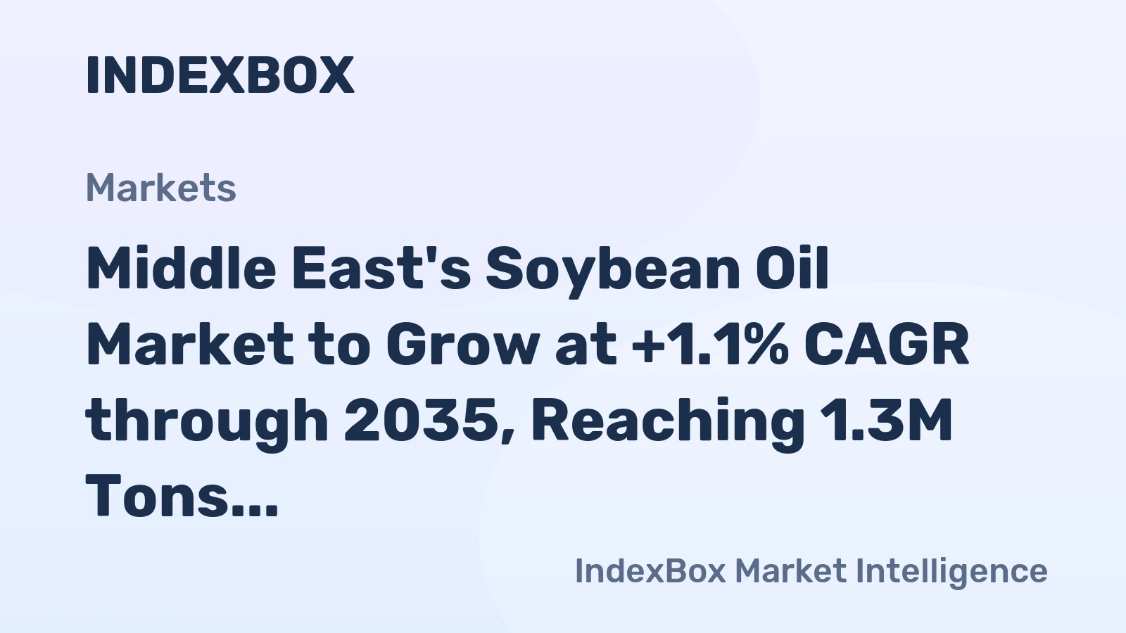 Middle East's Soybean Oil Market to Grow at +1.1% CAGR through 2035, Reaching 1.3M Tons