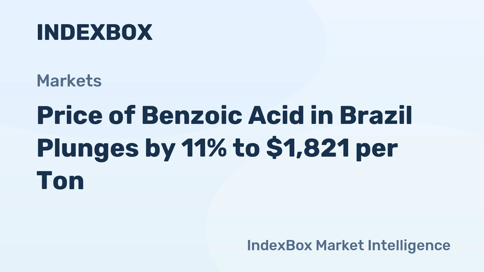 Price of Benzoic Acid in Brazil Plunges by 11% to $1,821 per Ton