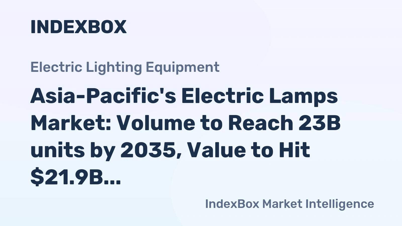 Asia-Pacific's Electric Lamps Market: Volume to Reach 23B units by 2035, Value to Hit $21.9B