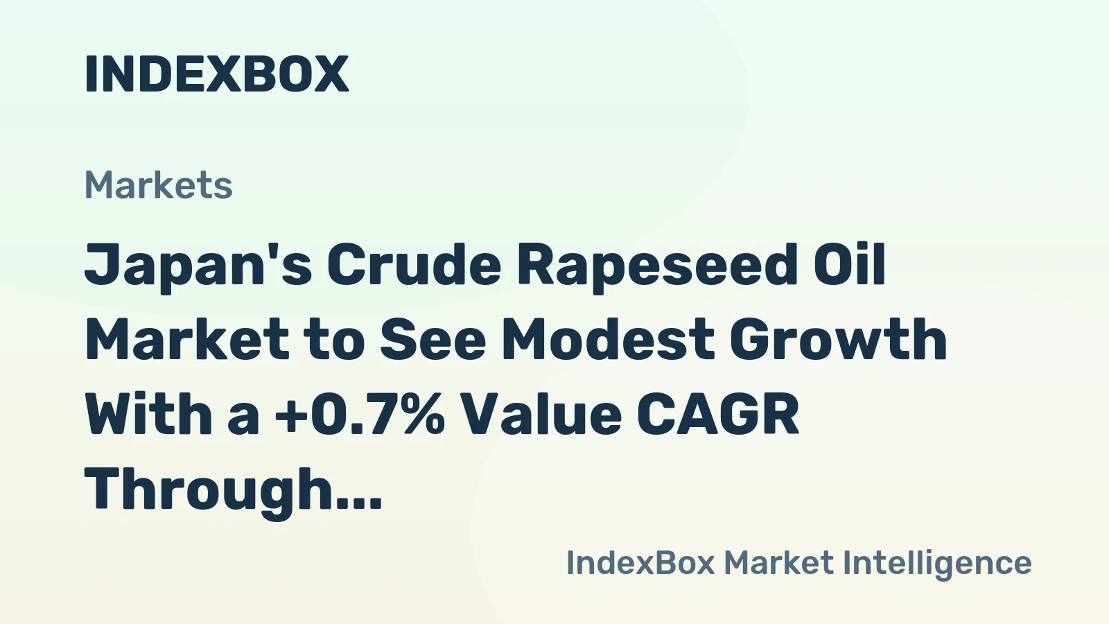 Japan's Crude Rapeseed Oil Market to See Modest Growth With a +0.7% Value CAGR Through 2035
