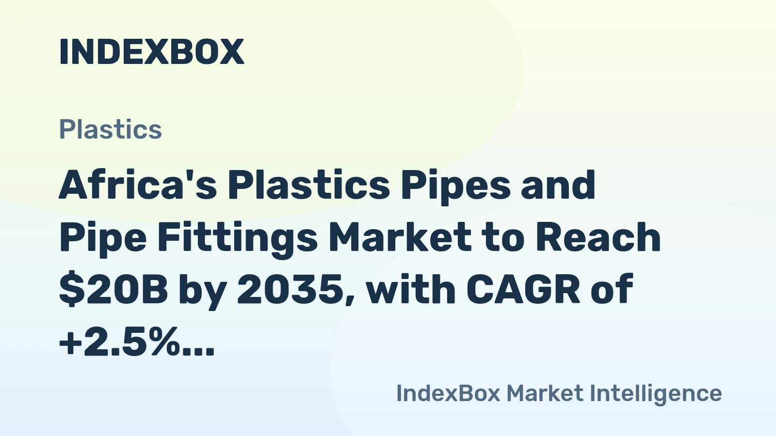 Africa's Plastics Pipes and Pipe Fittings Market to Reach $20B by 2035, with CAGR of +2.5%