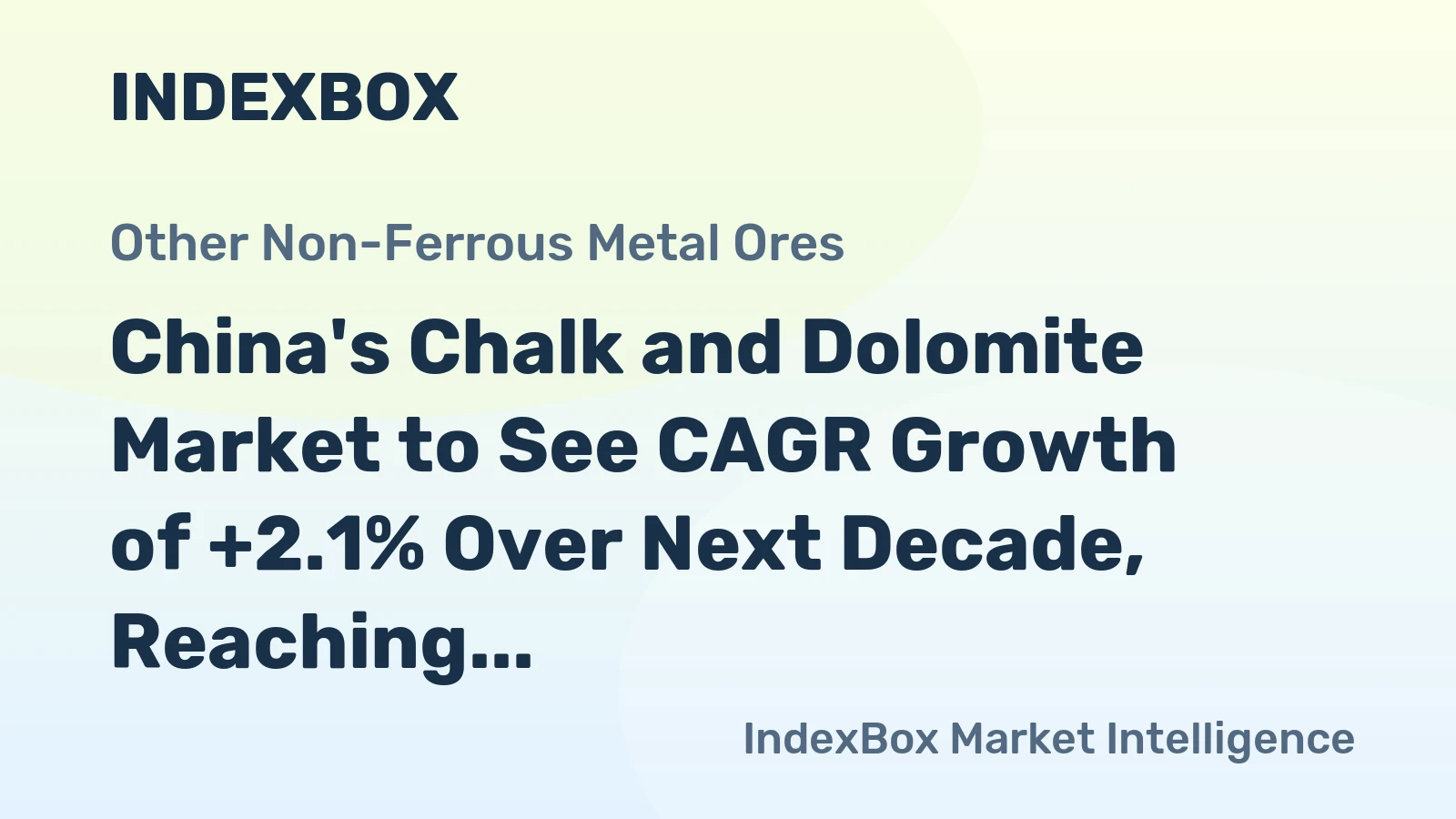 China's Chalk and Dolomite Market to See CAGR Growth of +2.1% Over Next Decade, Reaching $1.6B by 2035