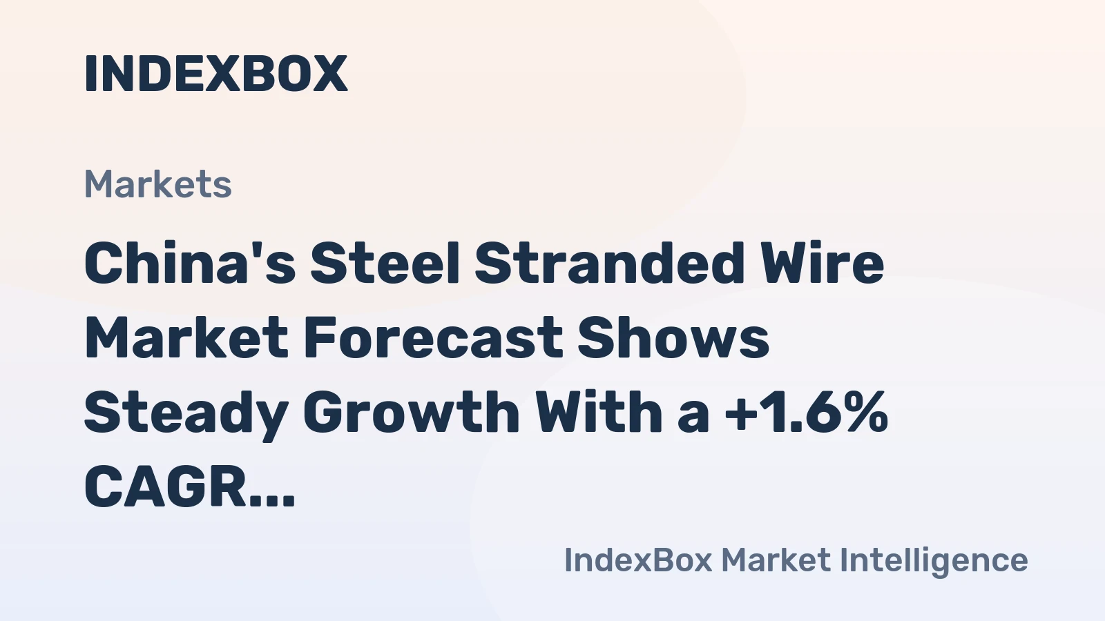 China's Steel Stranded Wire Market Forecast Shows Steady Growth With a +1.6% CAGR in Value