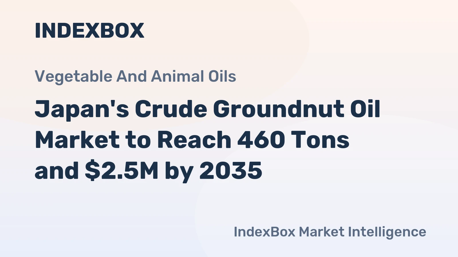 Japan's Crude Groundnut Oil Market to Reach 460 Tons and $2.5M by 2035