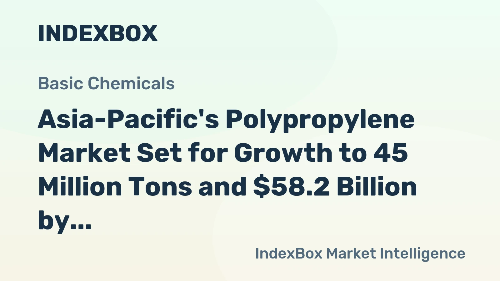 Asia-Pacific's Polypropylene Market Set for Growth to 45 Million Tons and $58.2 Billion by 2035